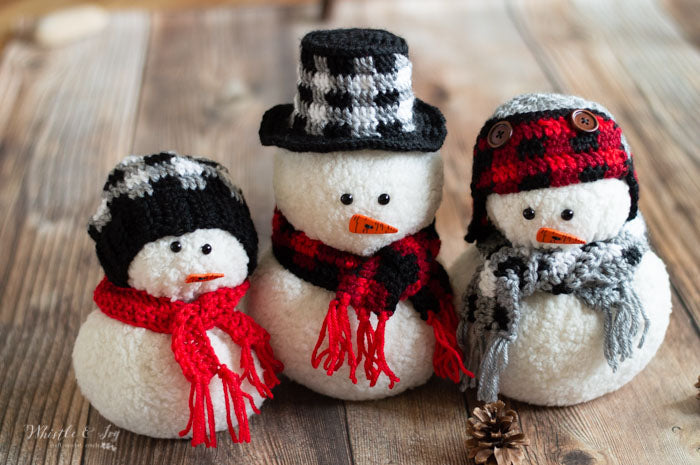 Crochet and Fabric Snowman Family [crochet + craft pattern] – Whistle ...